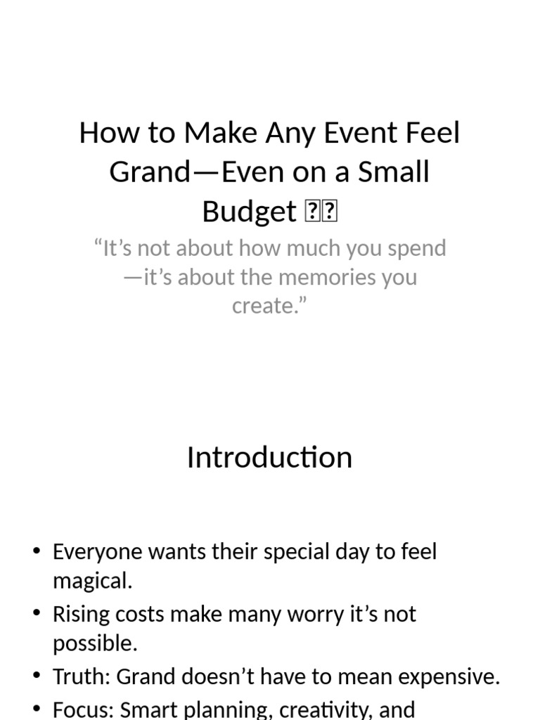 Grand Event On Budget Presentation | PDF