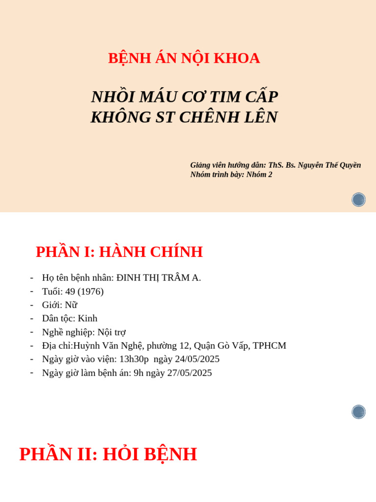 Nhóm 2 - Bệnh Án NSTEMI | PDF