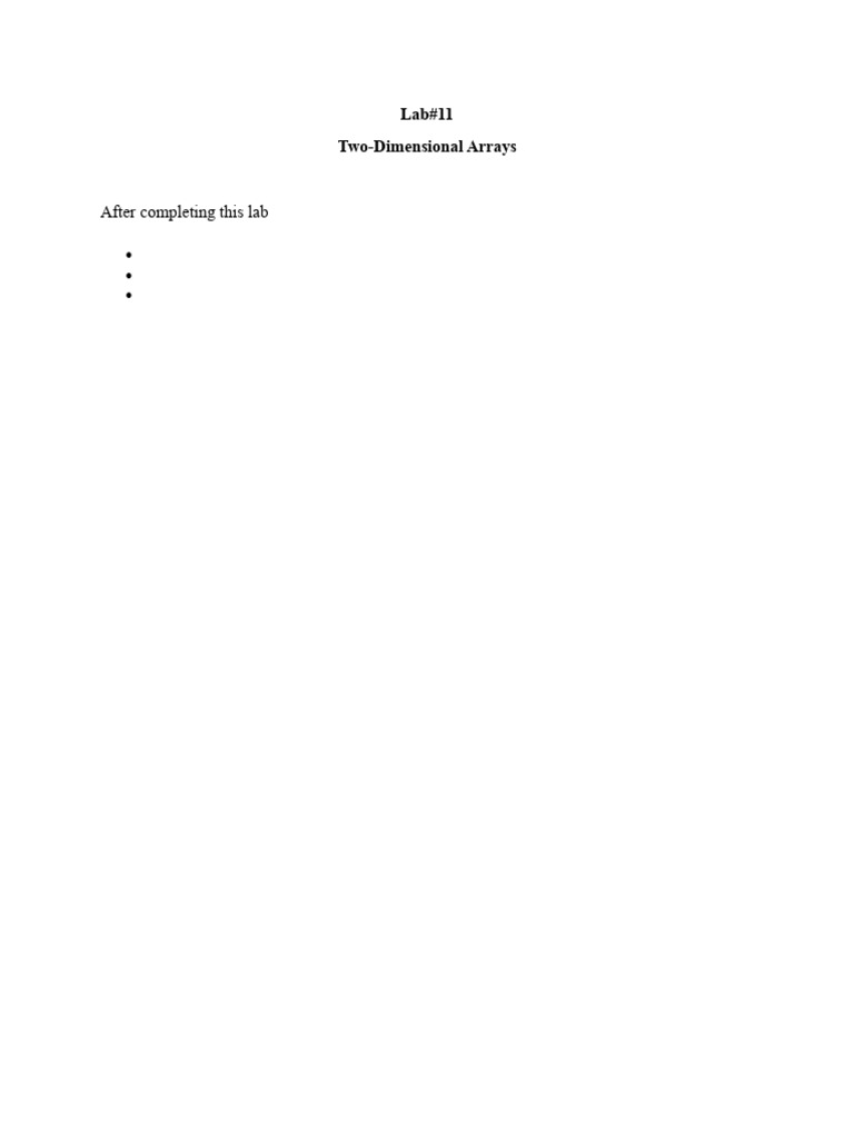 Lab 11 Two Dimensional Arrays | PDF | Matrix (Mathematics) | Matrix Theory