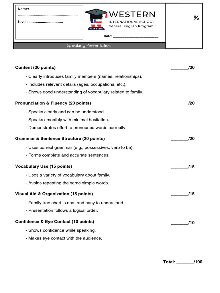 Family Presentation Assessment Rubric | PDF