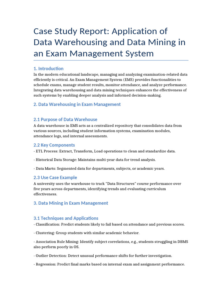 Exam Management Case Study | PDF | Data Warehouse | Data