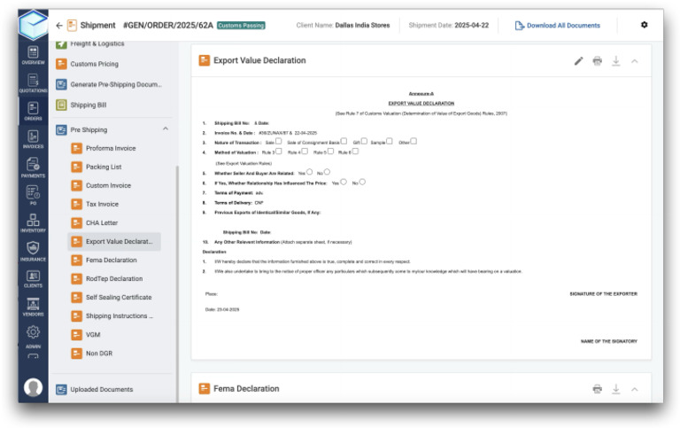 Export Value Declaration | PDF