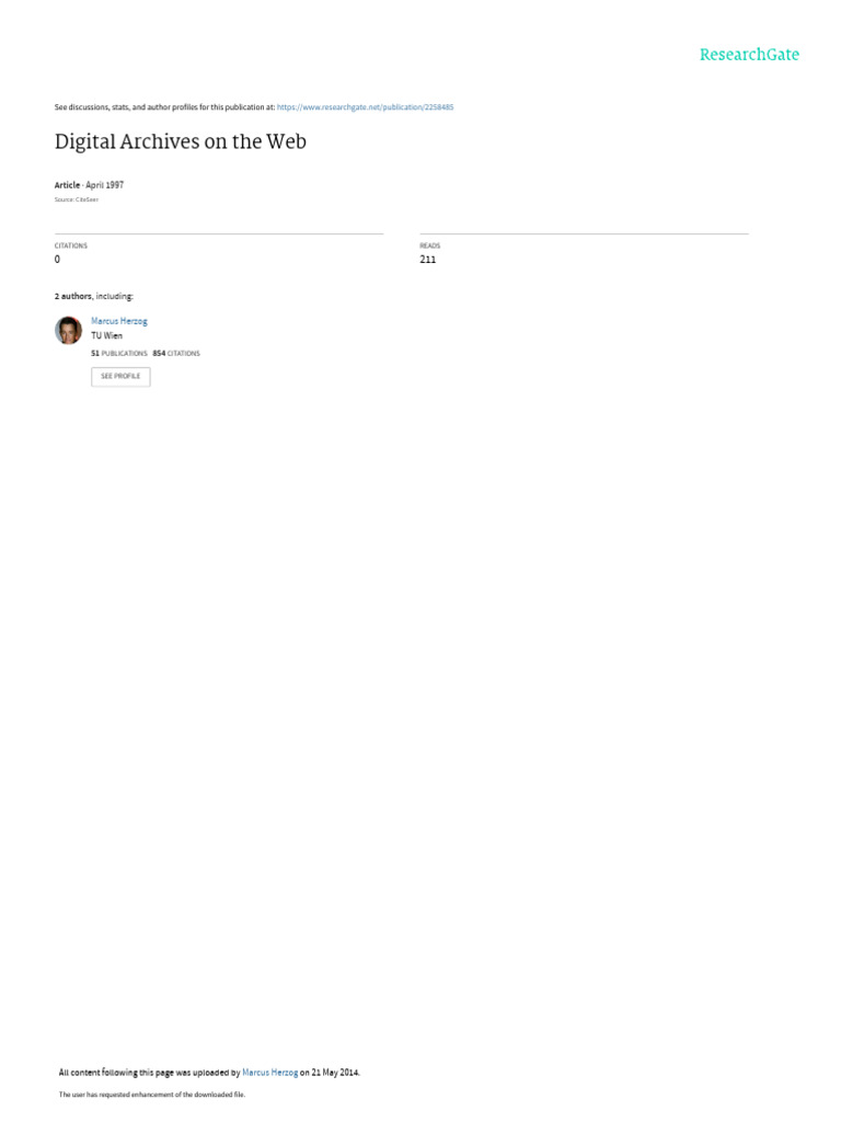 Digital Archives On The Web | PDF | World Wide Web | Internet & Web