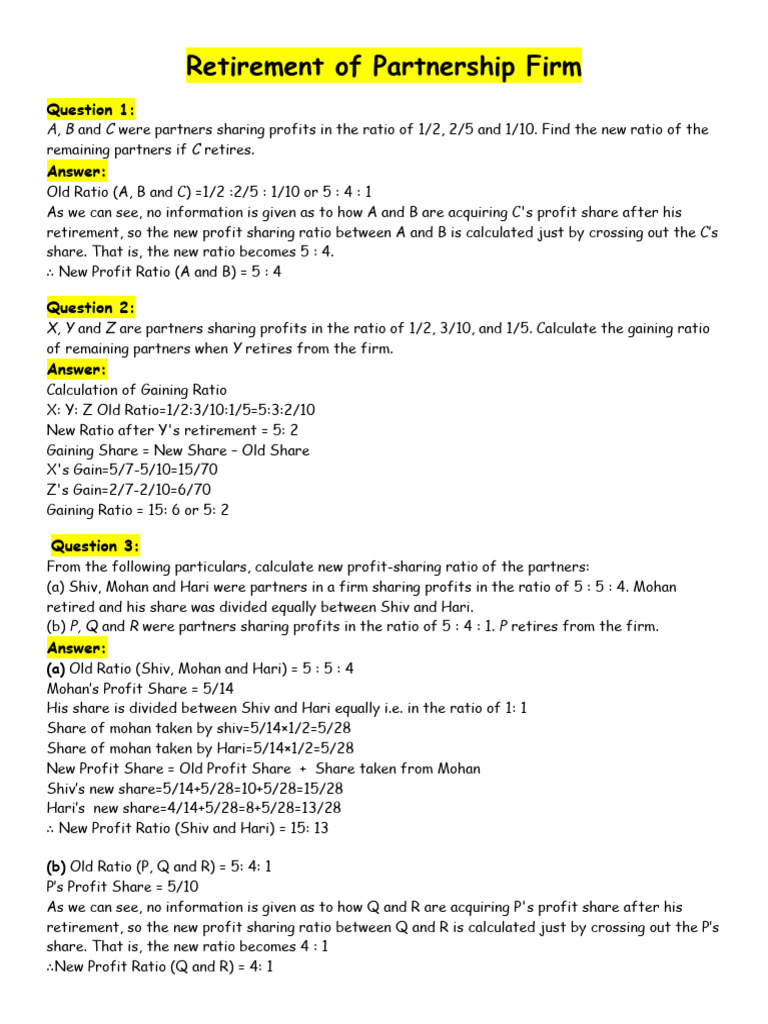 Retirement of Partner | PDF | Debits And Credits | Goodwill (Accounting)