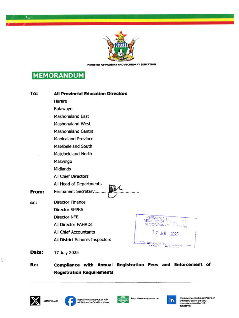 MEMO Compliance With Annual Reg Fees - 250722 - 090826 | PDF