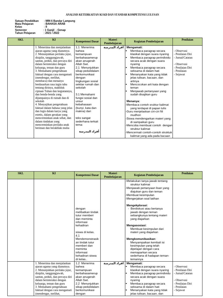 Analisis Standar Kompetensi Lulusan (SKL) | PDF