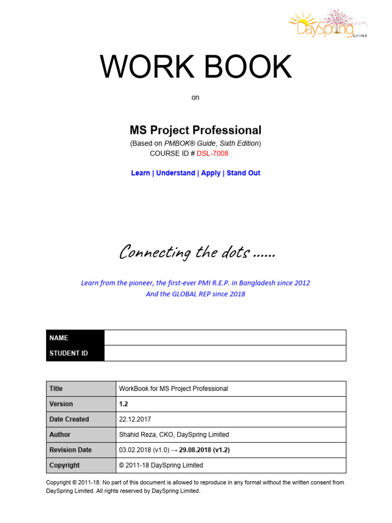 MS Project Professional Workbook | PDF | Computing