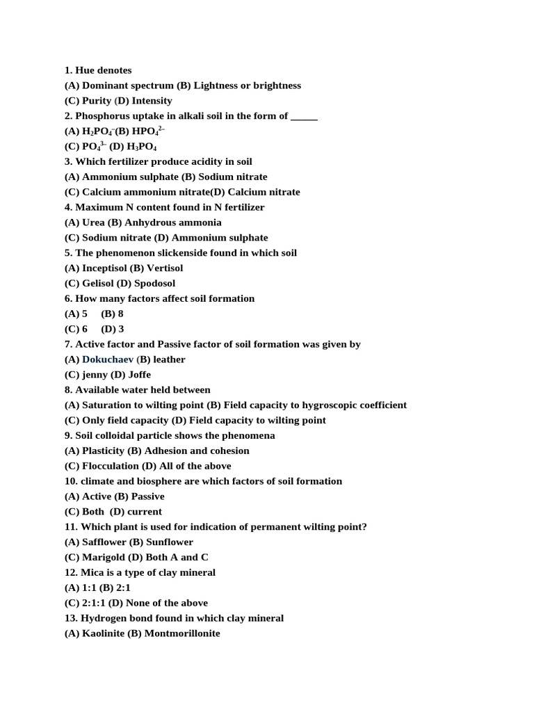 Soil Science Question and Answer | PDF | Rock (Geology) | Soil