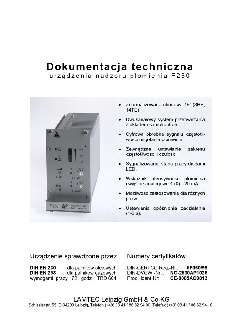 Detector LAMTEC F 250 - KK - PL | PDF
