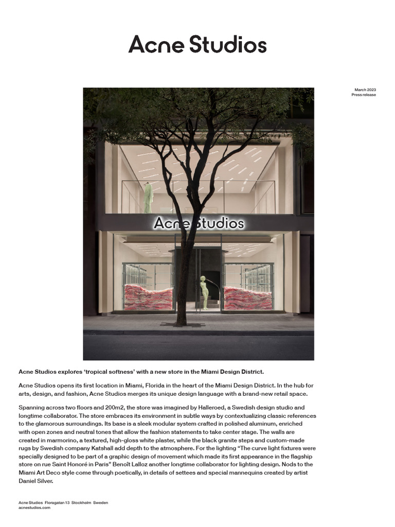 Acne Studios Opens in Miami Design District | PDF