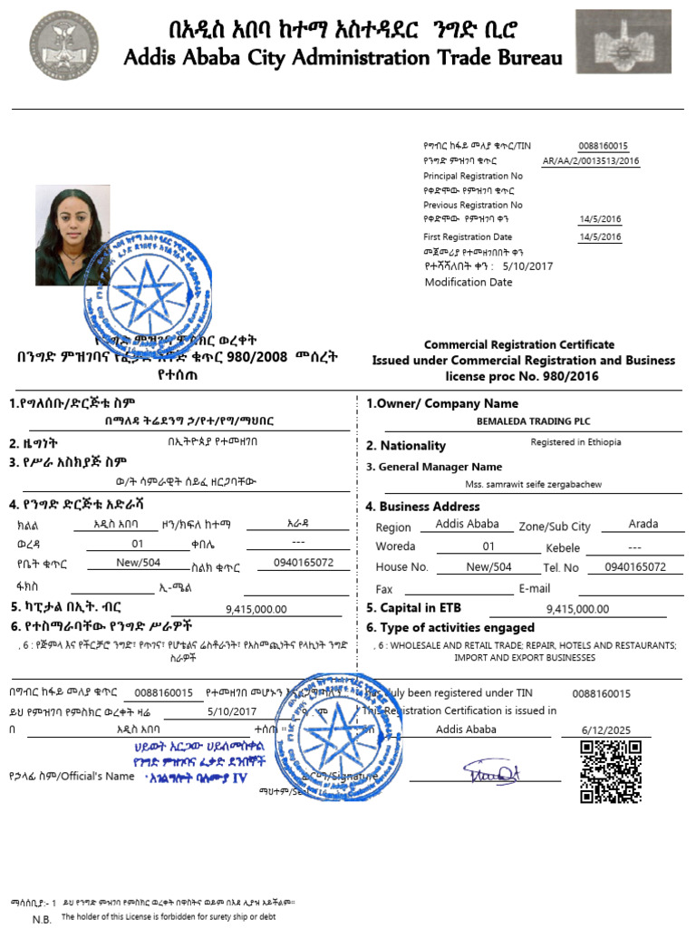 Commercial Registration Certificate | PDF