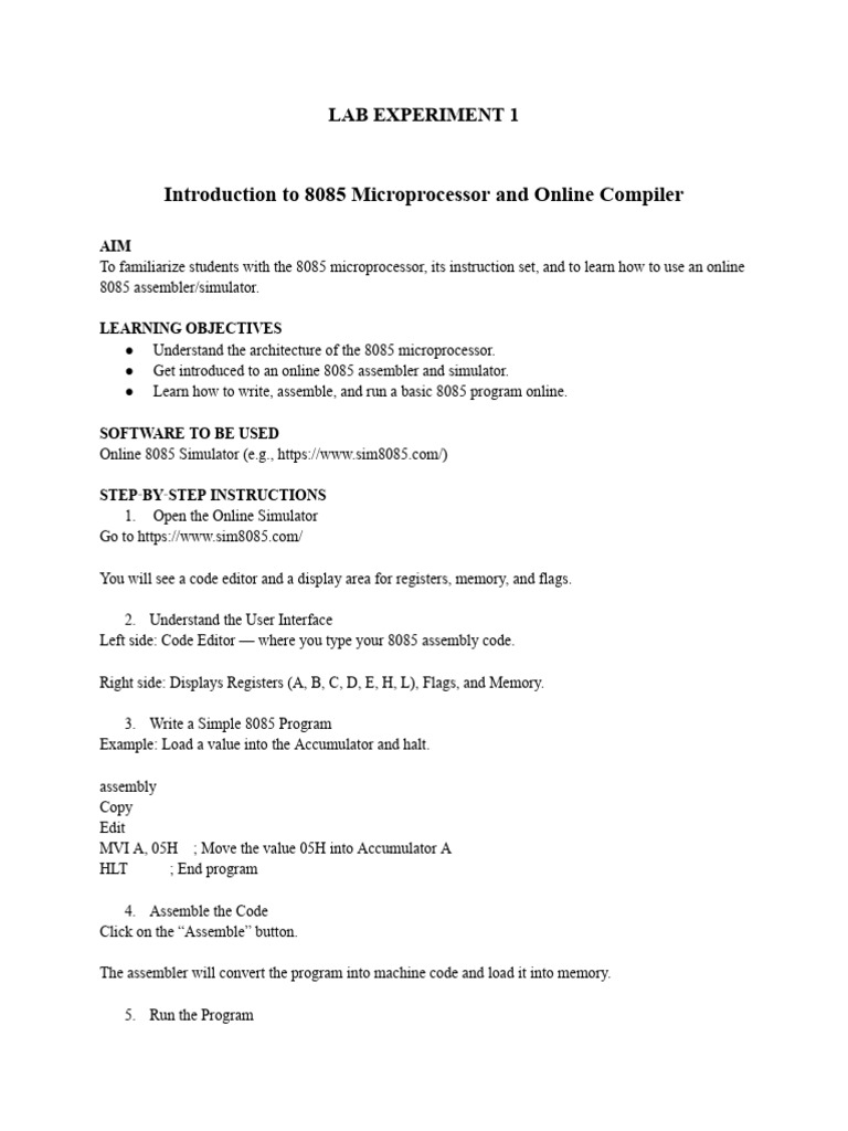 Computer Architecture Lab 1 Pdf
