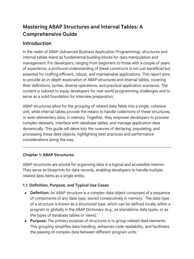 ABAP Structures and Tables Explained | PDF | Class (Computer Programming) | Databases