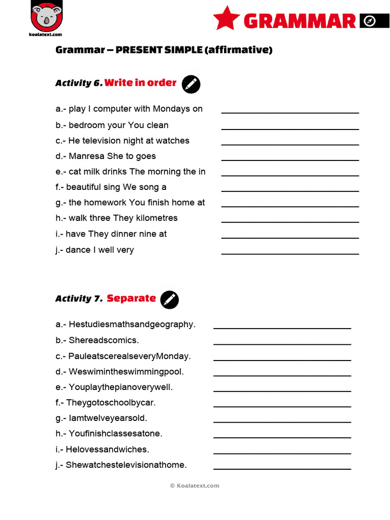 Home Work Present Simple | PDF