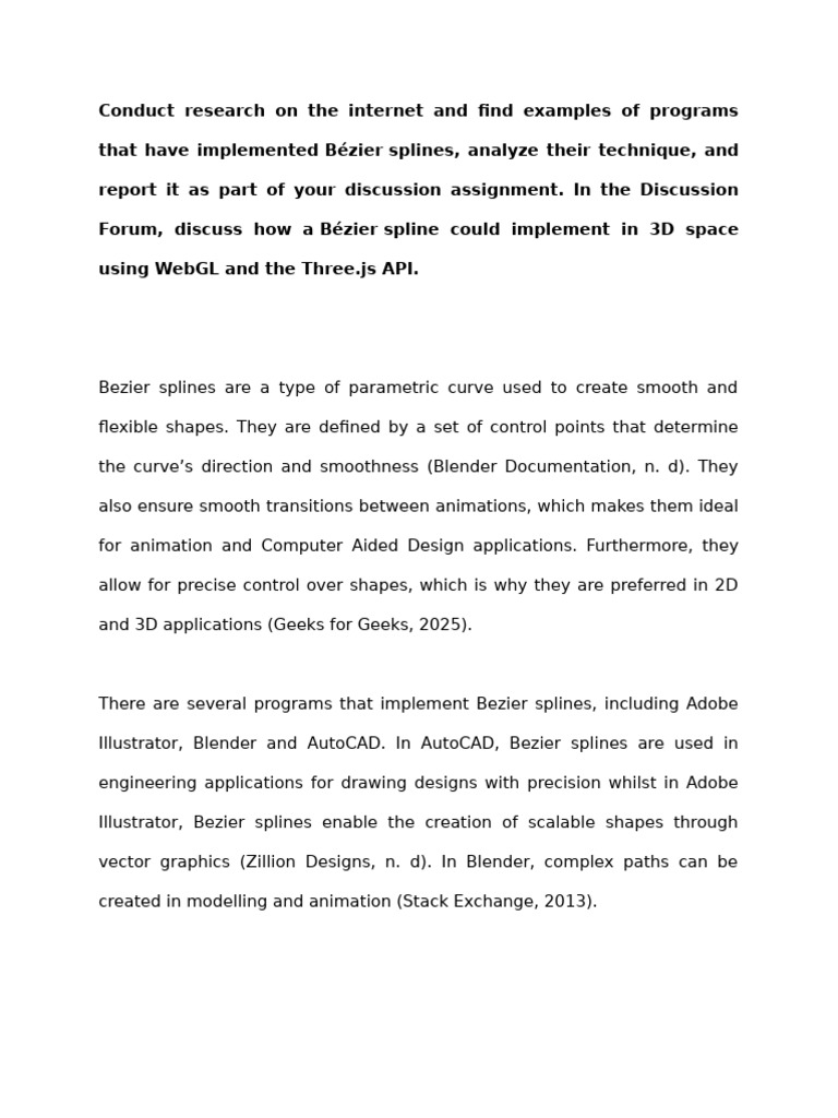 Cs 4406 Discussion Assignment Unit 7 | PDF | Spline (Mathematics) | Geometry