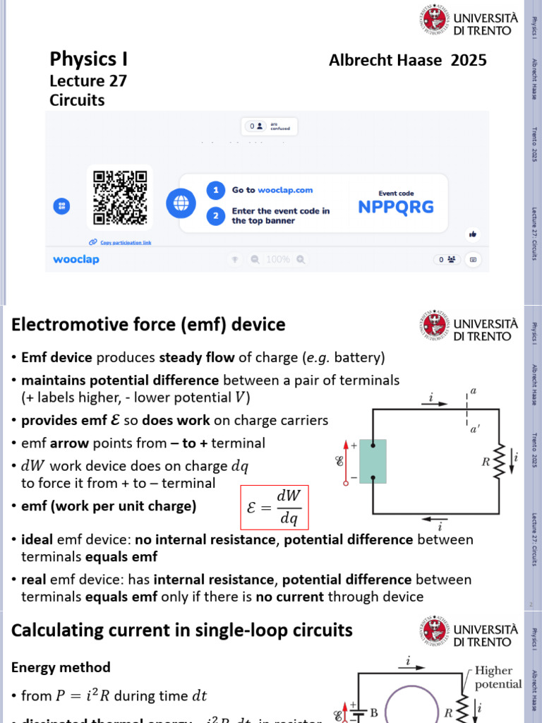 Lecture 27 Circuits | PDF | Voltage | Series And Parallel Circuits