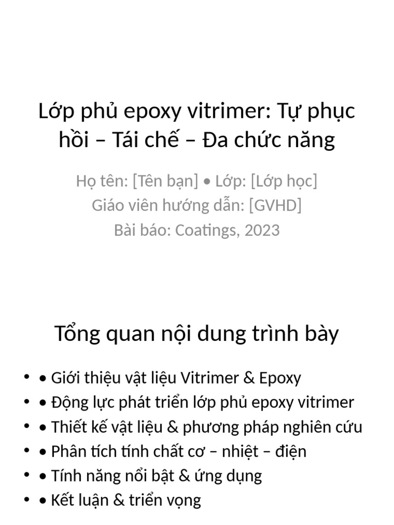 Trinh Bay Lop Phu Epoxy Vitrimer | PDF