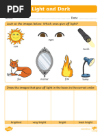 Light Sources Worksheet | PDF | Home & Garden