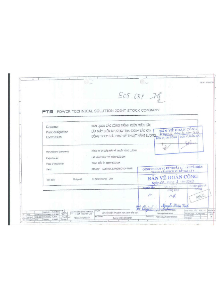 9a. Bản Vẽ Hoàn Công Tủ E05.CRP | PDF