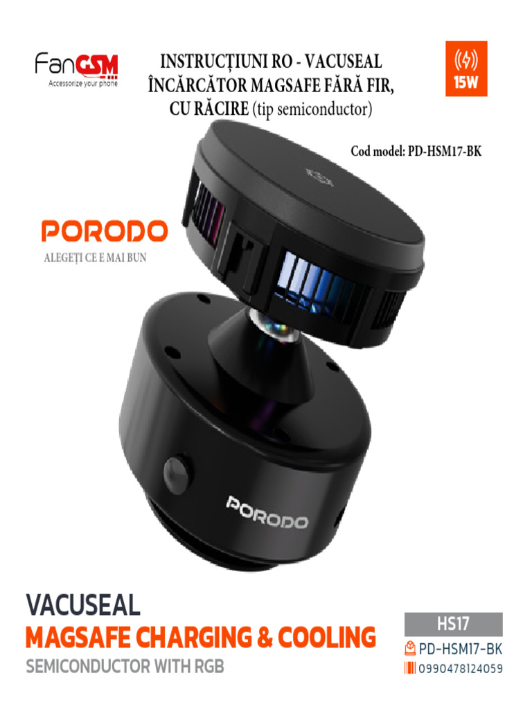 Instructiuni RO Incarcator Fără Fir VACUSEAL HSM17 | PDF