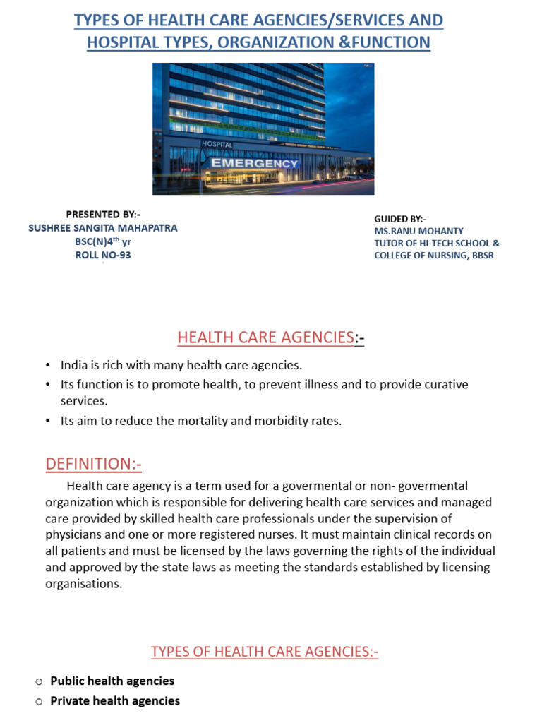 Types of Health Care Agencies and Services | PDF | Health Care | Hospital