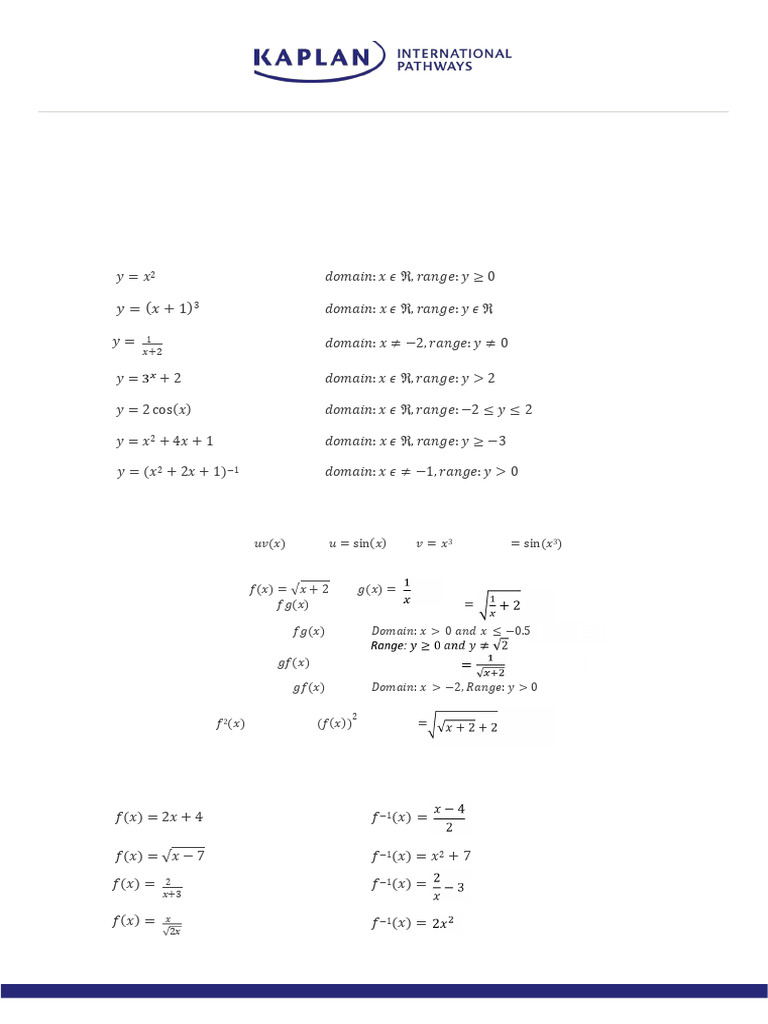 Functions Worksheet with Answers | PDF