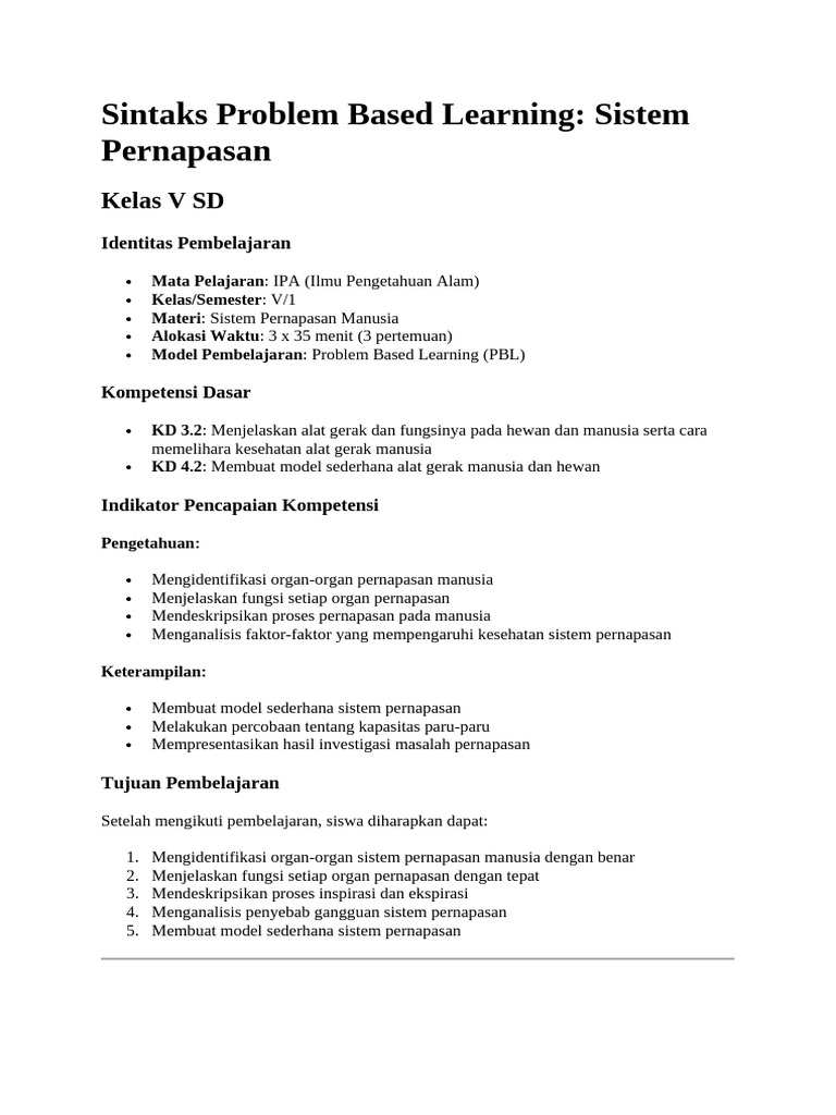 Sintaks Problem Based Learning | PDF