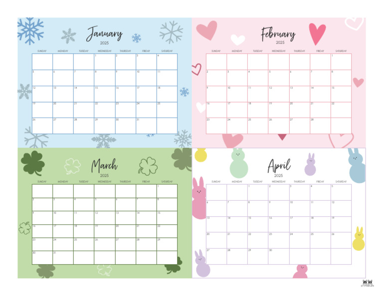 Printable 2025 Four Month Calendar 4 | PDF