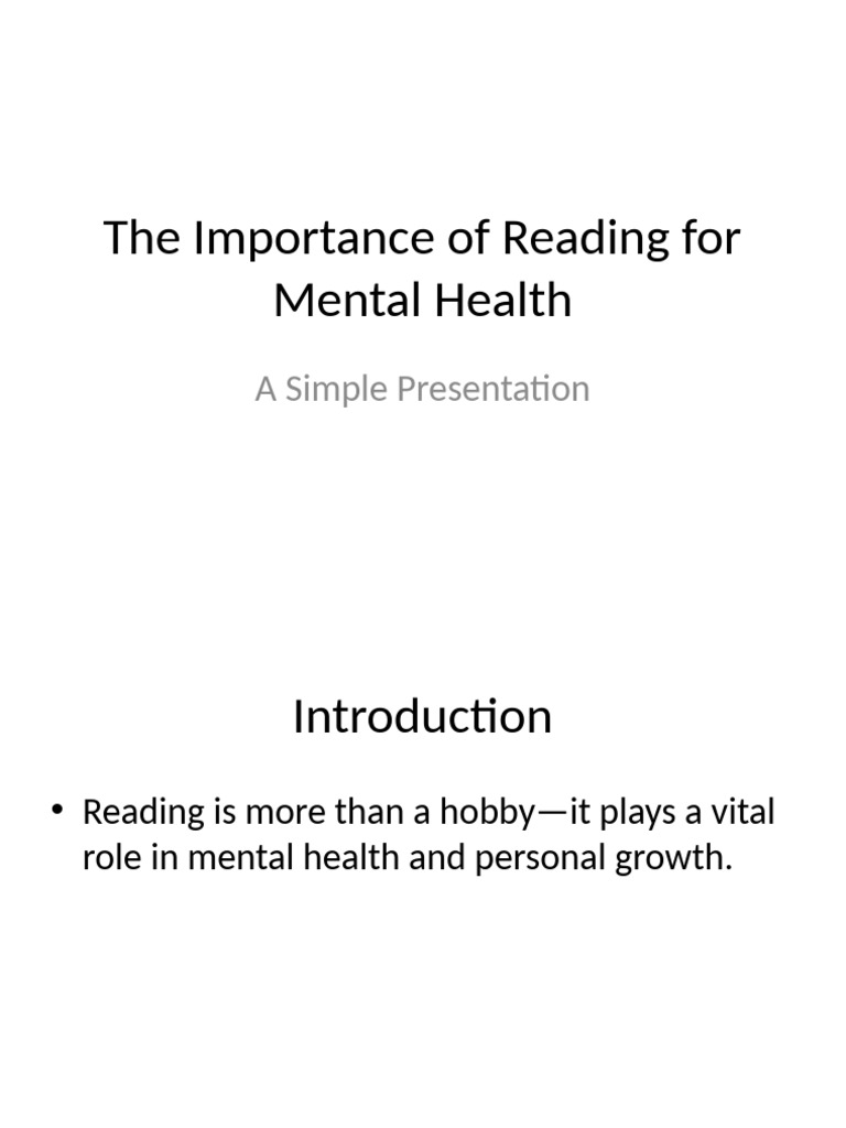 The Importance of Reading For Mental Health | PDF