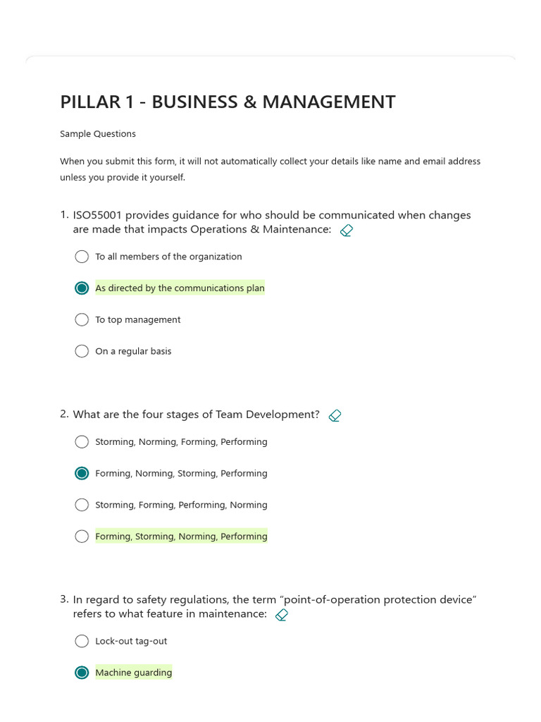 Pillar 1 - Business & Management Questions-Answers | PDF | Reliability ...