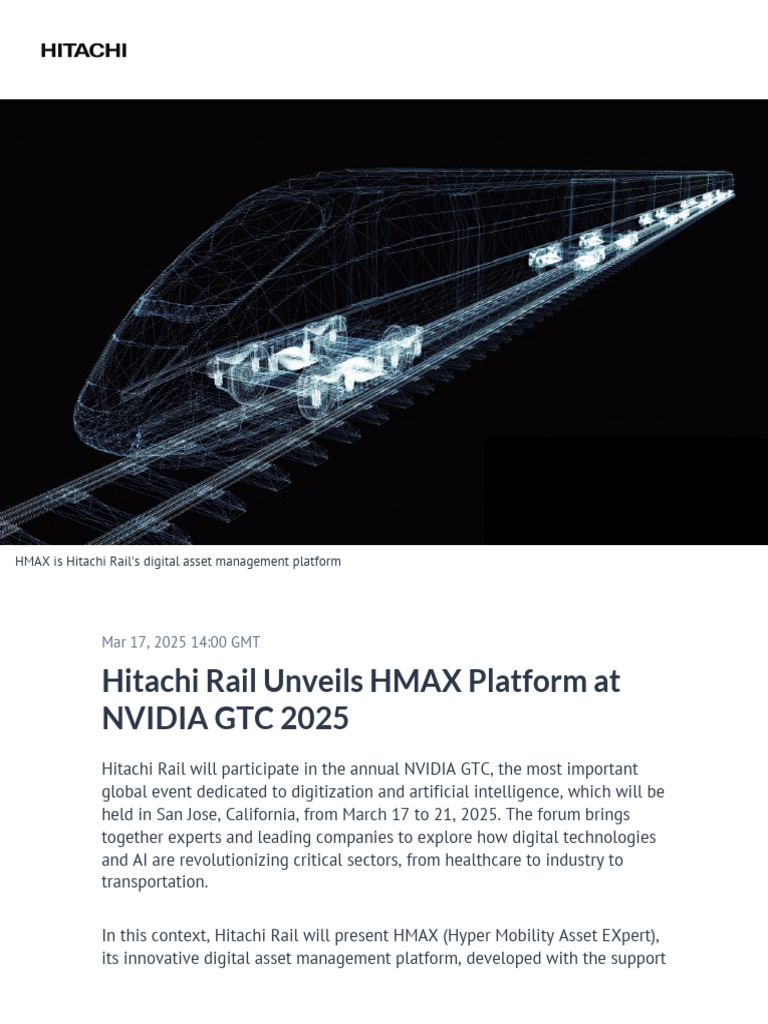 Hitachi Rail Unveils HMAX Platform at NVIDIA GTC 2025 | PDF | Rail ...