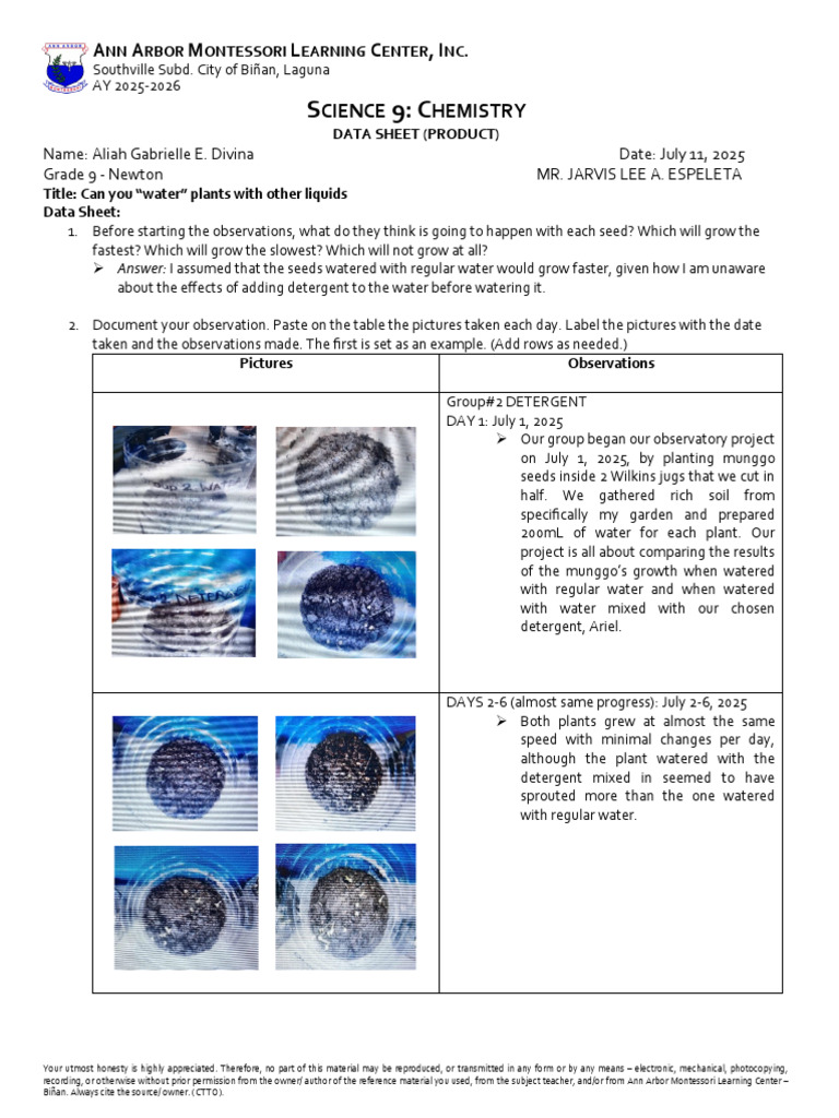 Grade 9 Science First Quarter PT 1 Simple Science Investigatory Project ...