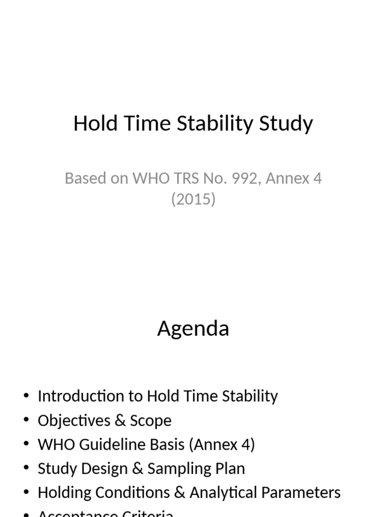 Hold Time Stability Study Overview | PDF