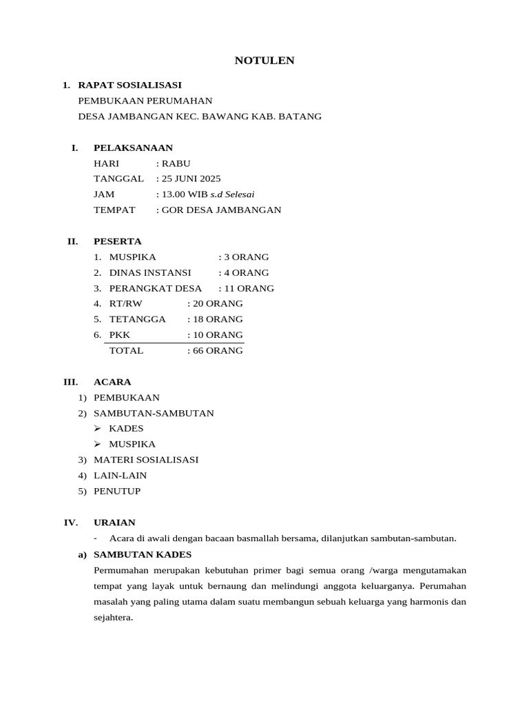 Contoh NOTULEN Perum | PDF