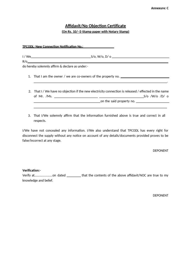 Annexure C NOC From Owner Cowner | PDF