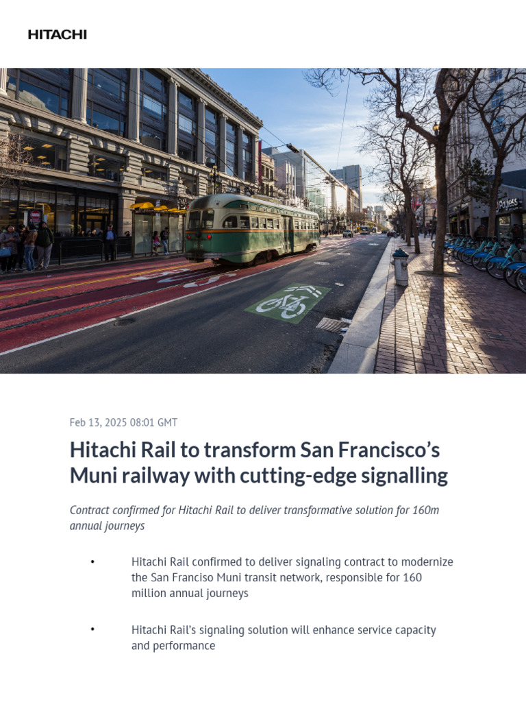 Hitachi Rail Modernizes San Francisco Muni | PDF | Rail Transport | Train
