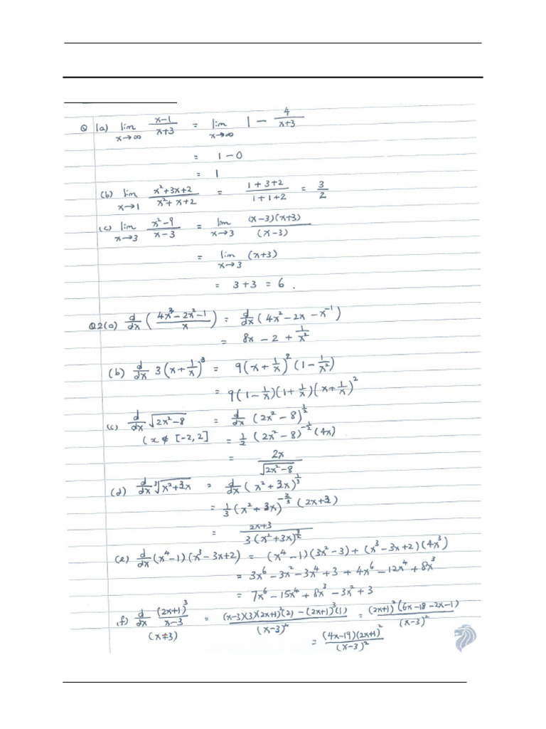 2022 CHP 5 Techniques of Differentiation BMQ & APQ Sol (RVHS) | PDF | Mathematics
