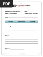 Standard 1 English Exam: 100 Questions | PDF
