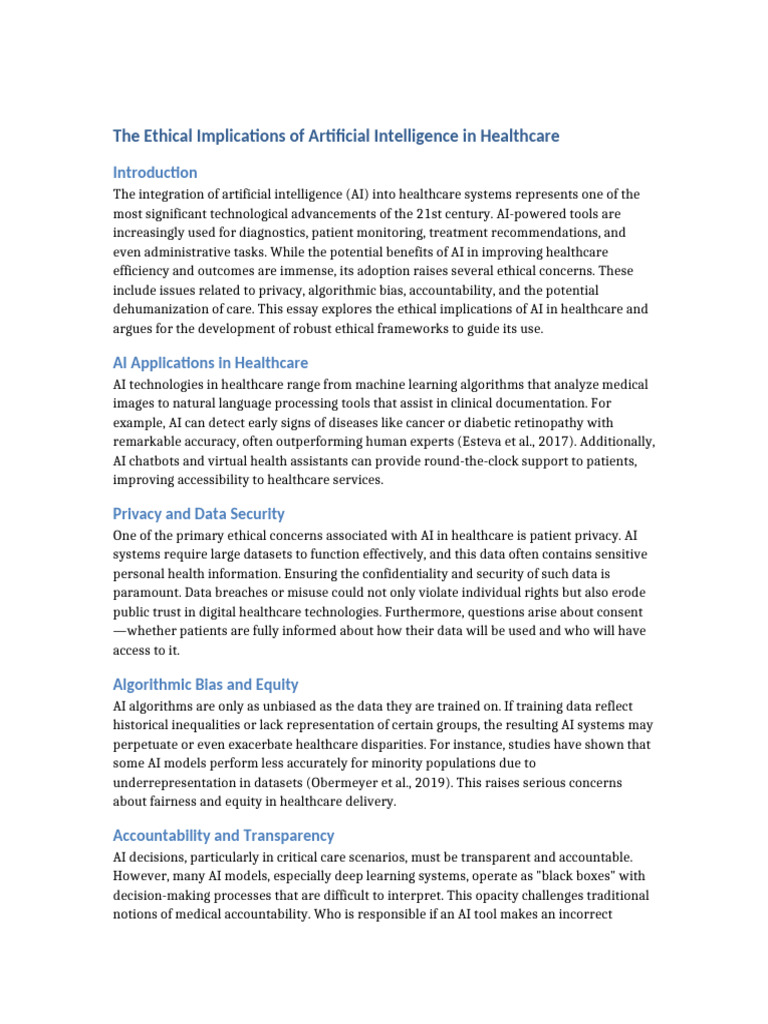 Ethical AI in Healthcare: Key Issues | PDF | Artificial Intelligence ...