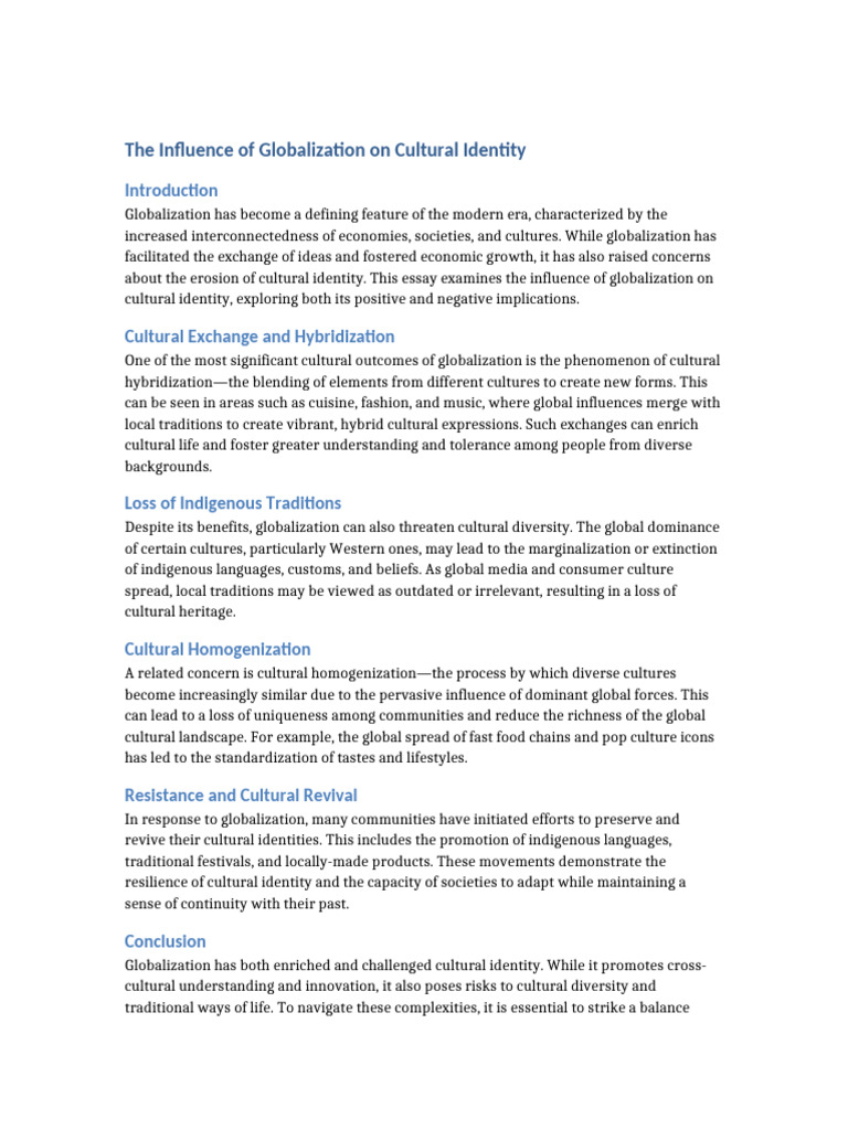 Globalization and Cultural Identity | PDF | Globalization | Identity ...
