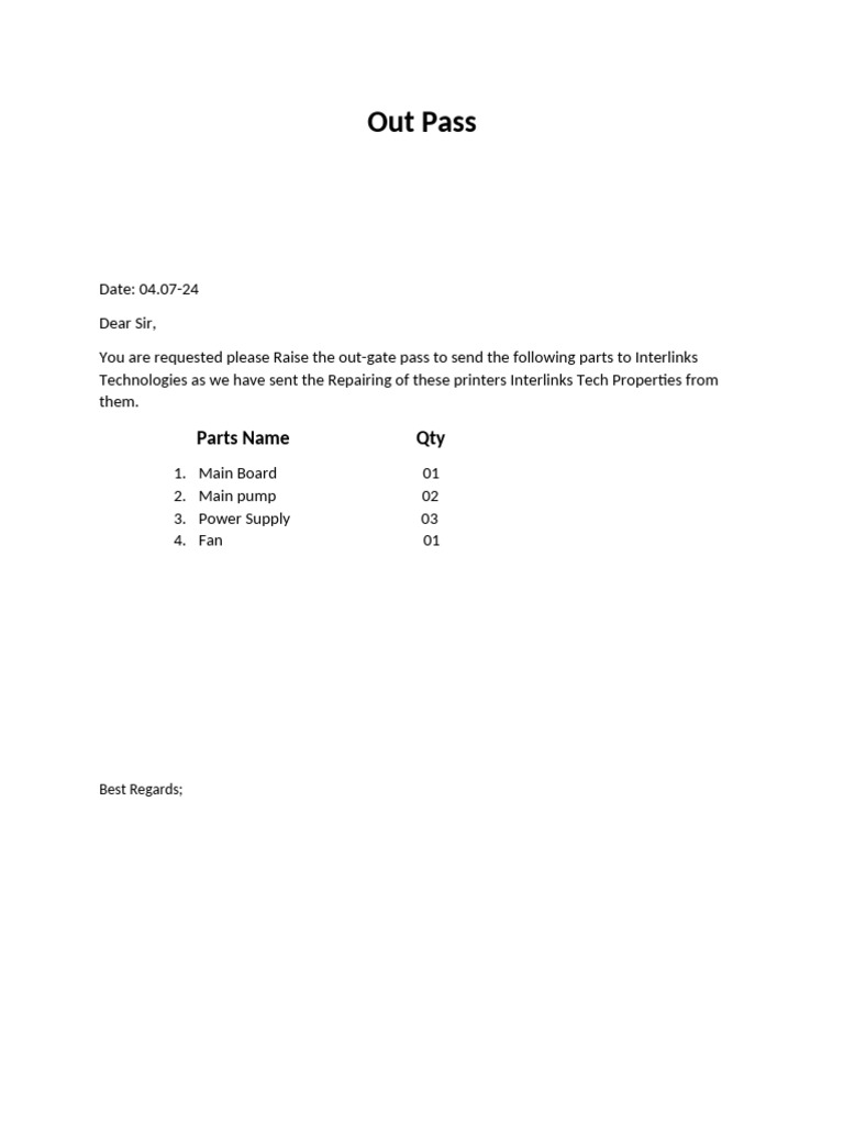 Returnable Gate Pass Request | PDF