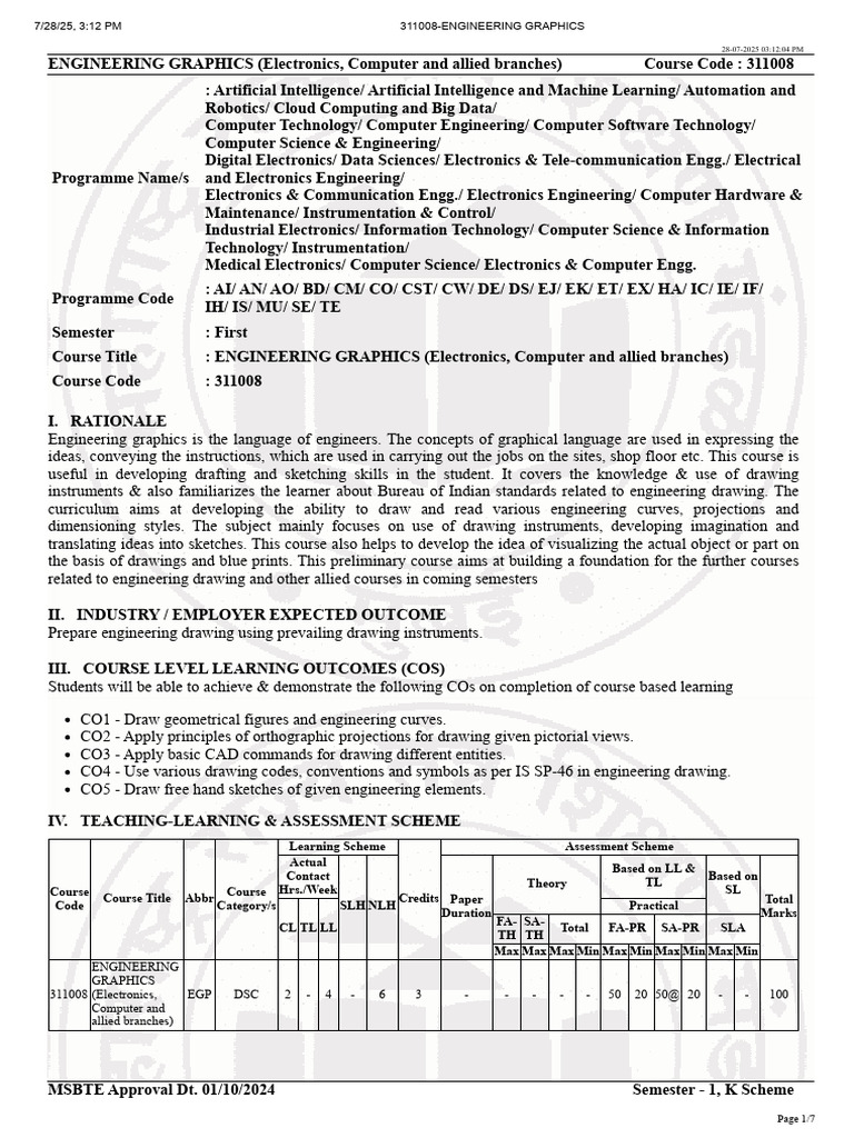 311008-Engineering Graphics | PDF | Technical Drawing