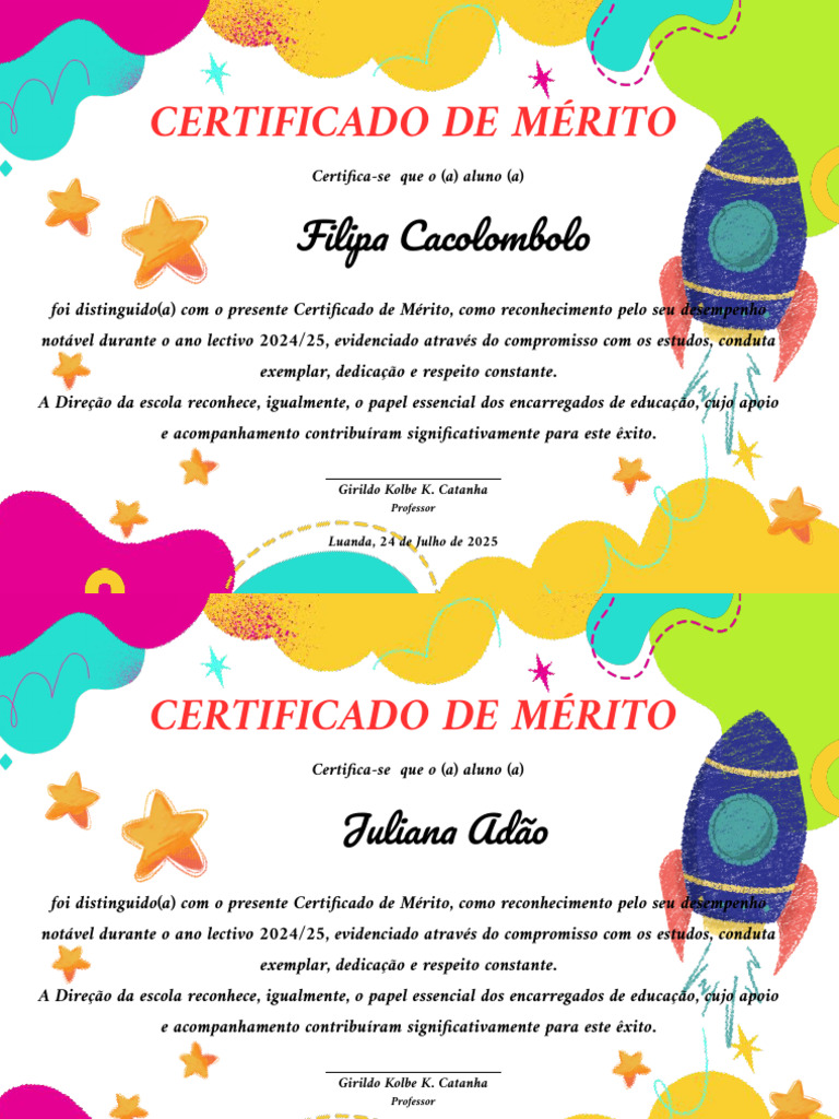 Certificado de Mérito 2024/25 | PDF | Aprendizado | Inteligência