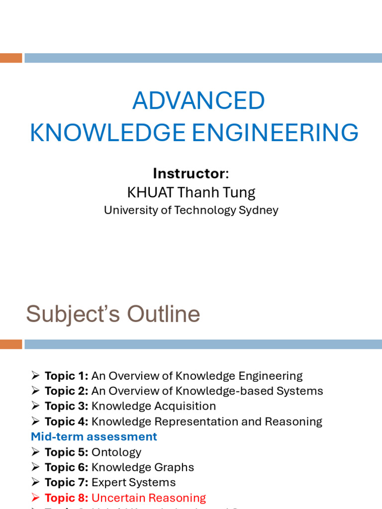 Topic 8 - Uncertain Reasoning | PDF | Fuzzy Logic | Bayesian Network