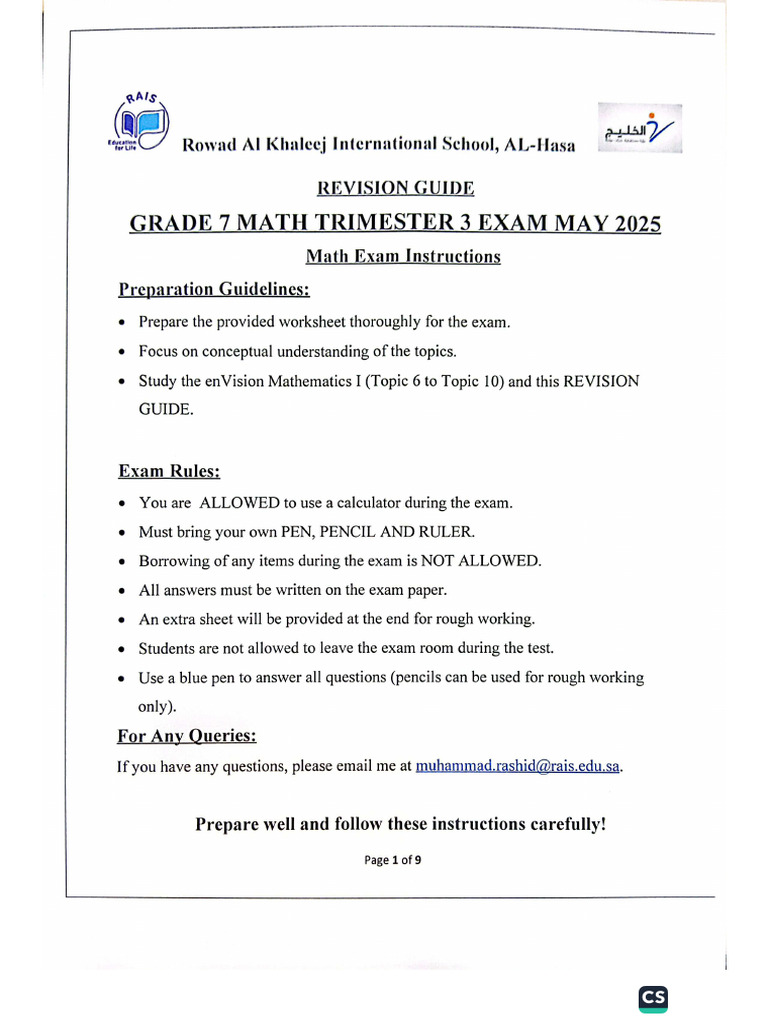 G7 Math Review Worksheet AK | PDF