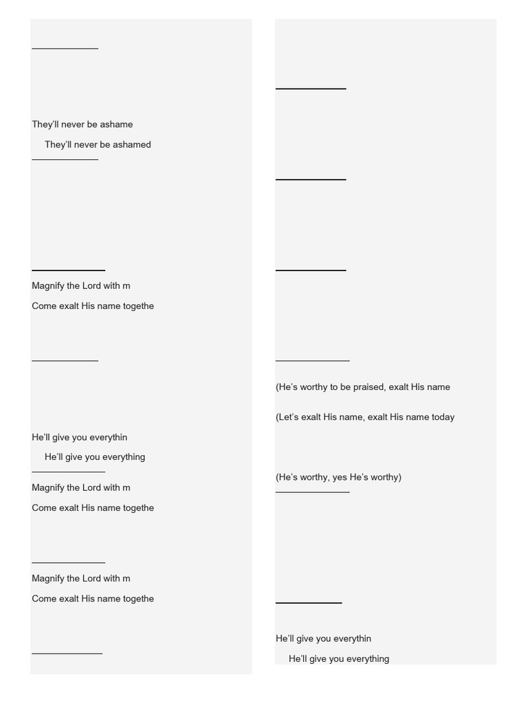 Psalm 34 Lyrics - Brooklyn Tabernacle | PDF | Glory (Religion) | Old ...