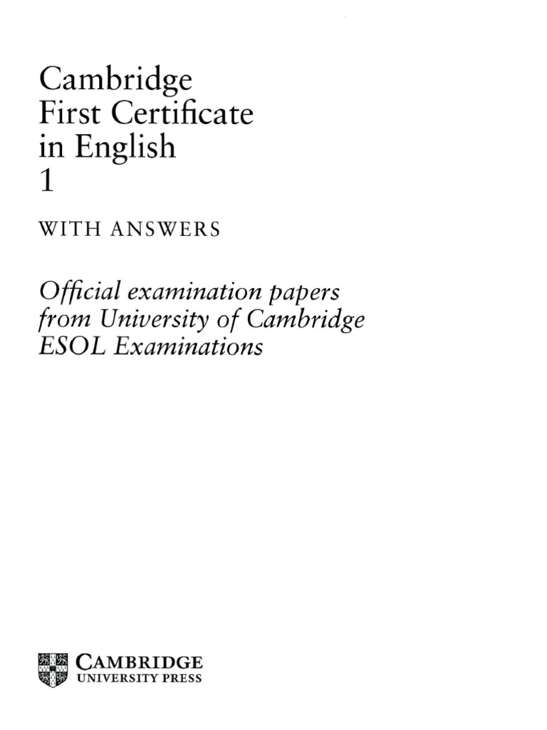 Cambridge First Certificate in English 1 - 2008 | PDF