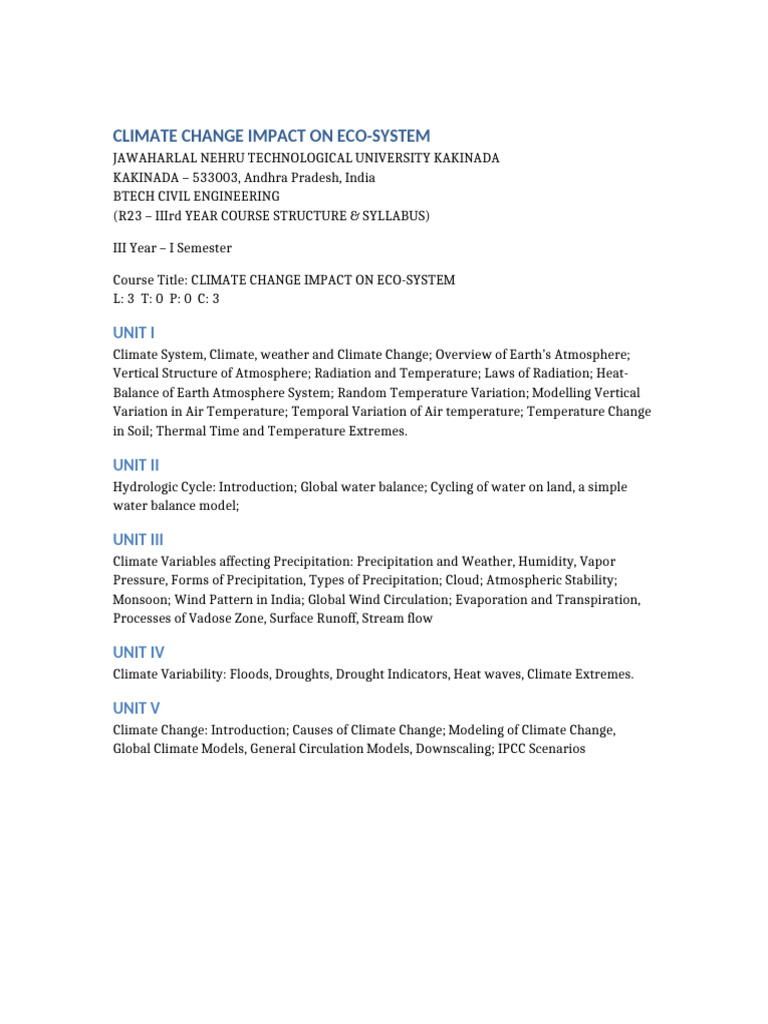 Climate Change Impact Syllabus | PDF