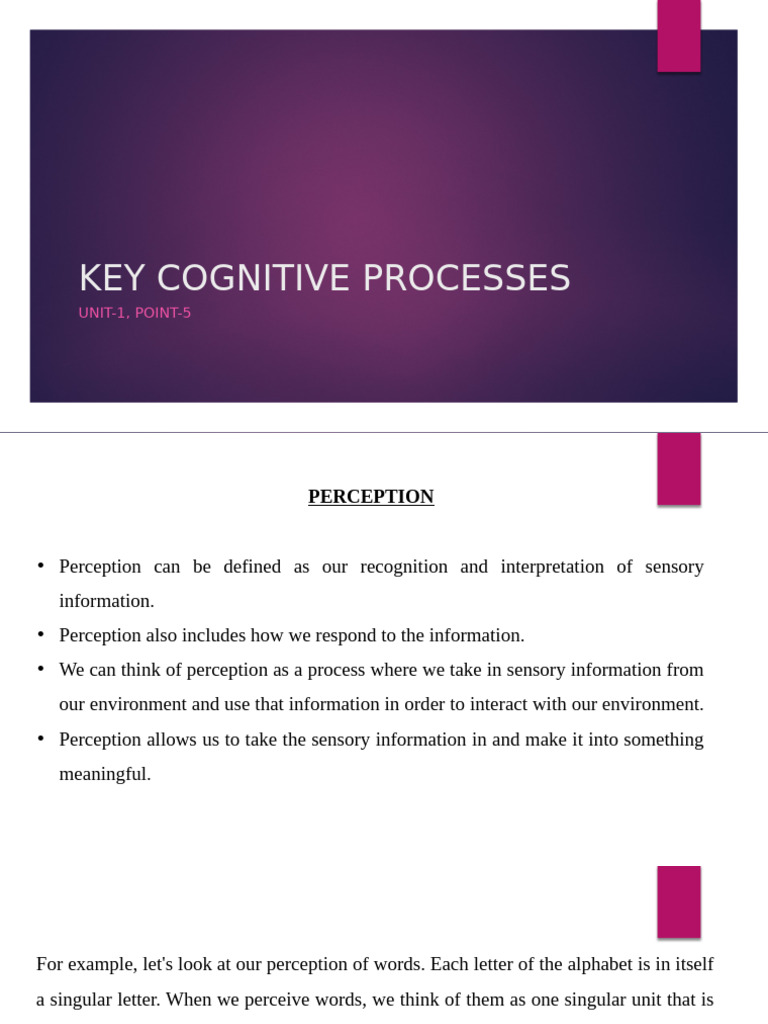 Understanding Key Cognitive Processes | PDF | Perception | Emotions