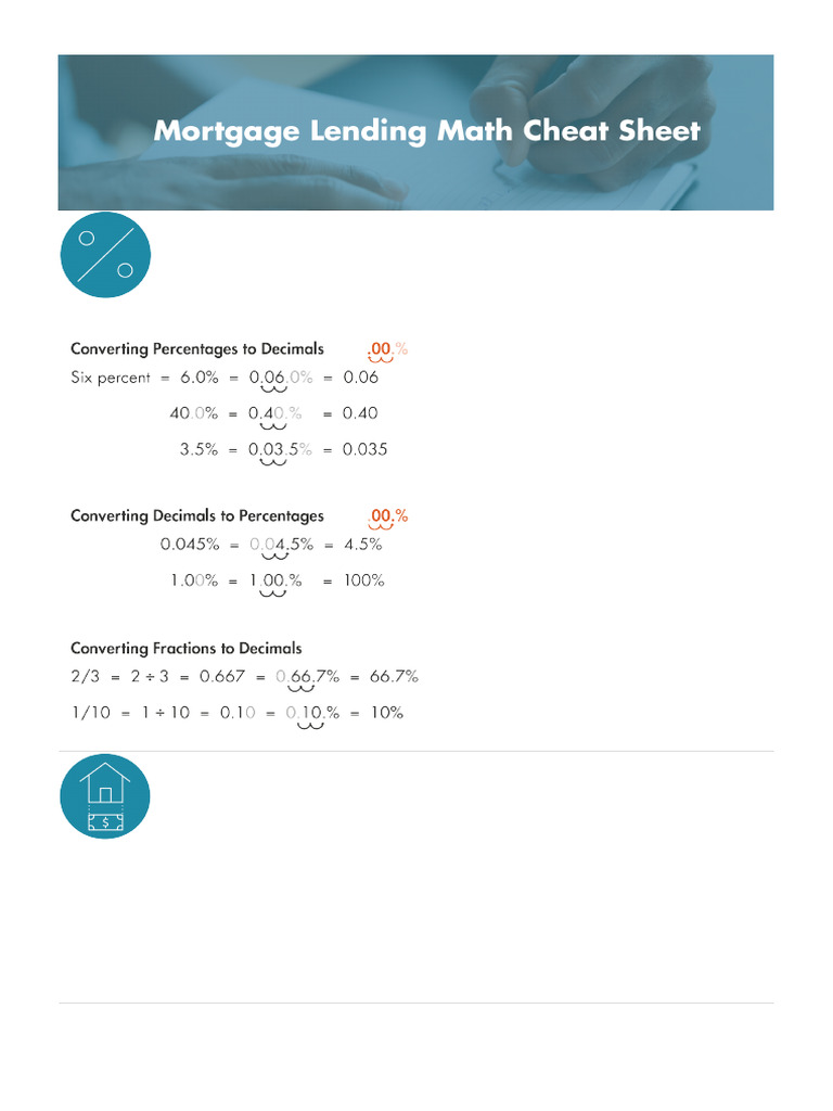 Mortgage Lending Math Cheat Sheet | PDF | Loans | Loan Origination